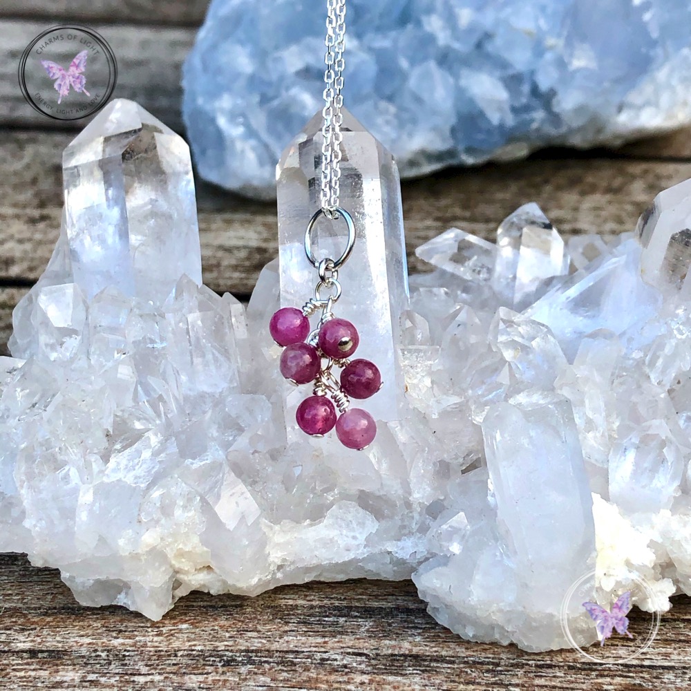 Pink Tourmaline Cluster October Birthstone Necklace Pink Tourmaline Cluster October Birthstone Necklace